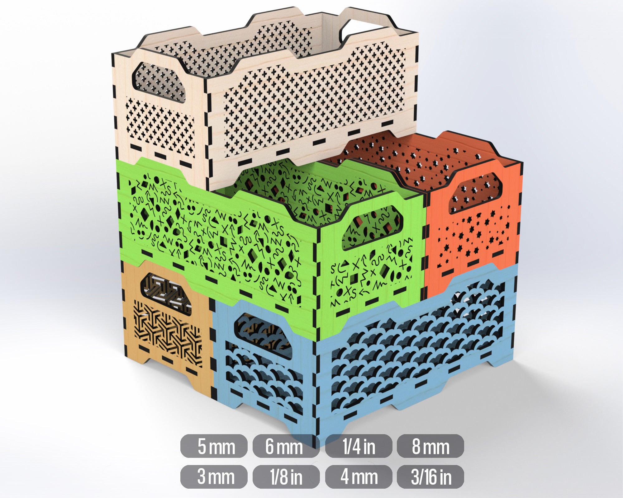Stackable Crates 5 Different Boxes Bundle SVG Digital Download – Laser ...