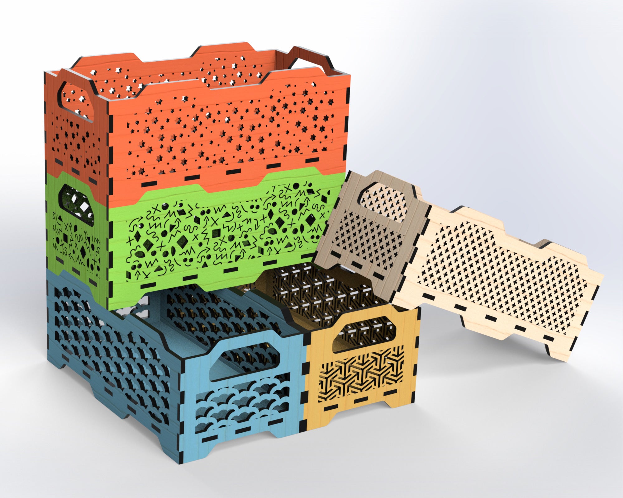 Stackable Crates 5 Different Boxes Bundle SVG Digital Download – Laser ...