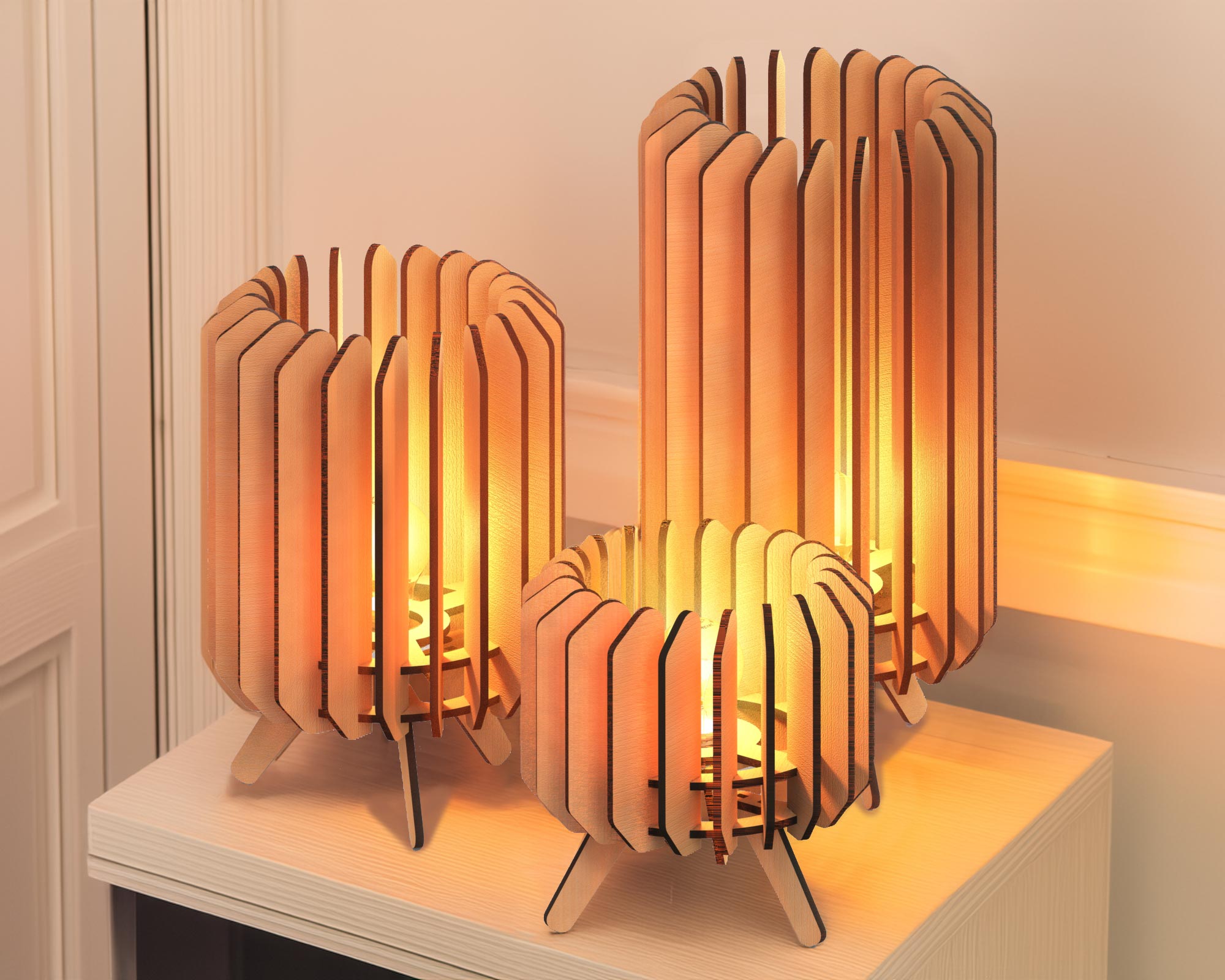 SVG Desk Lamp Files for Lasercutter Bundle Bedside Lamp 3 Sizes Digita ...