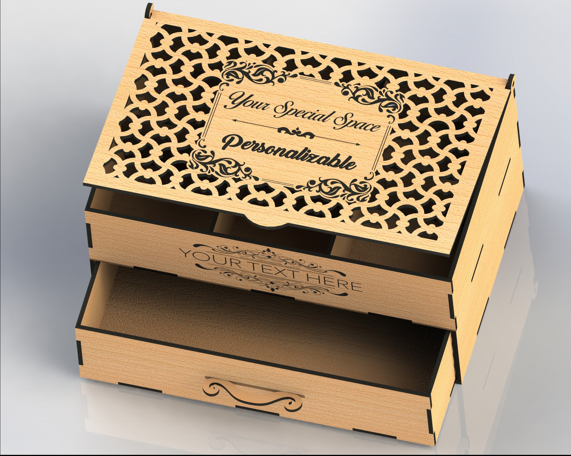 Drawer Chest Jewelry Box Organizer Lid Up Digital Download Gift Birthd ...