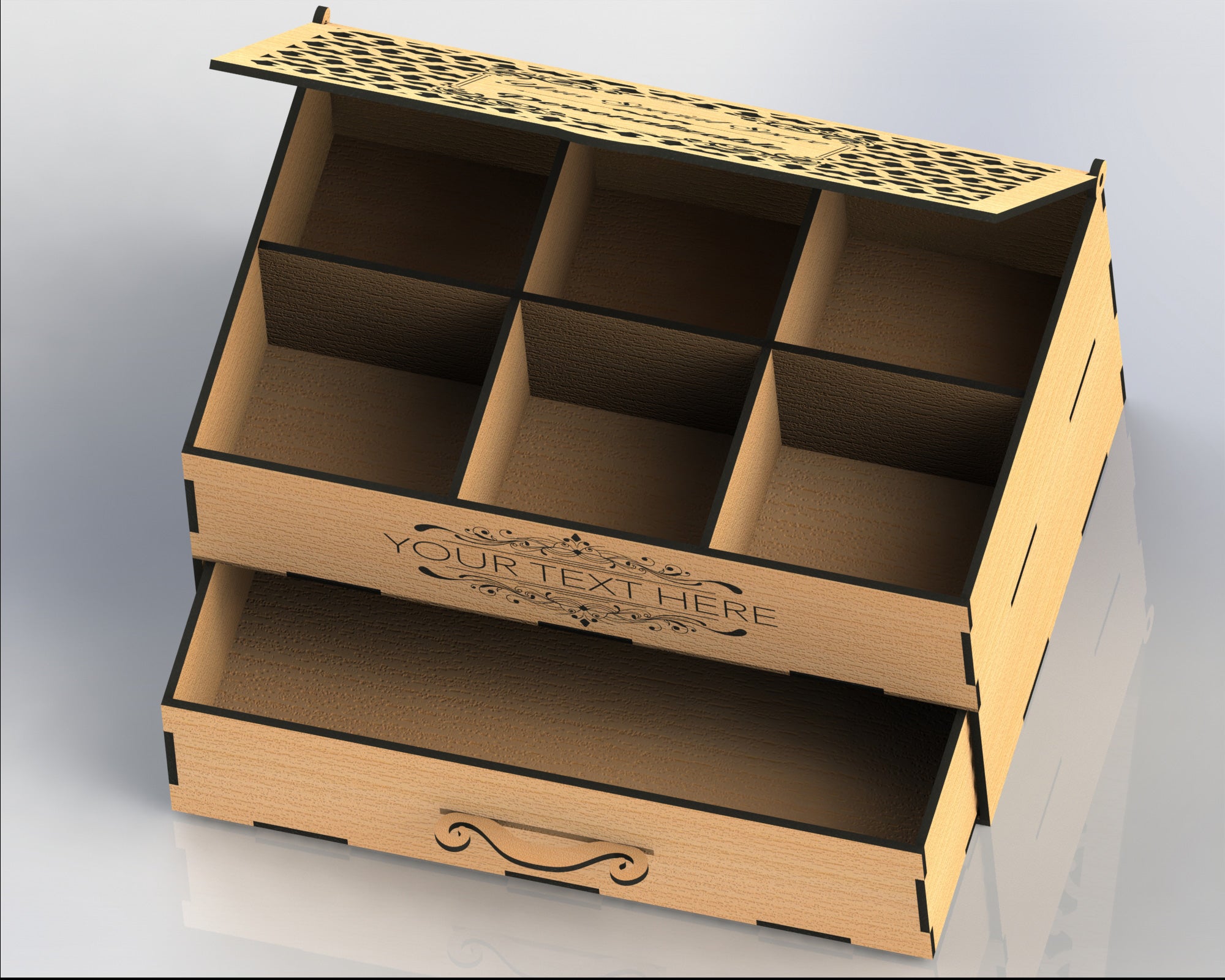 Drawer Chest Jewelry Box Organizer Lid Up Digital Download Gift Birthd ...