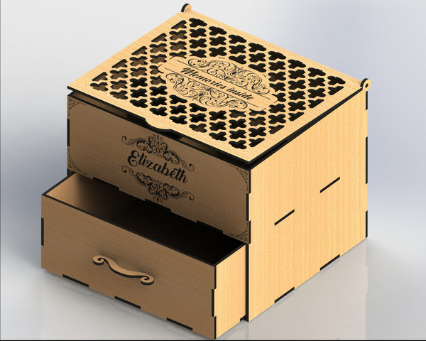 SVG Drawer Chest Personalizable Box Jewelry Box Gift Box Memory Box Di ...