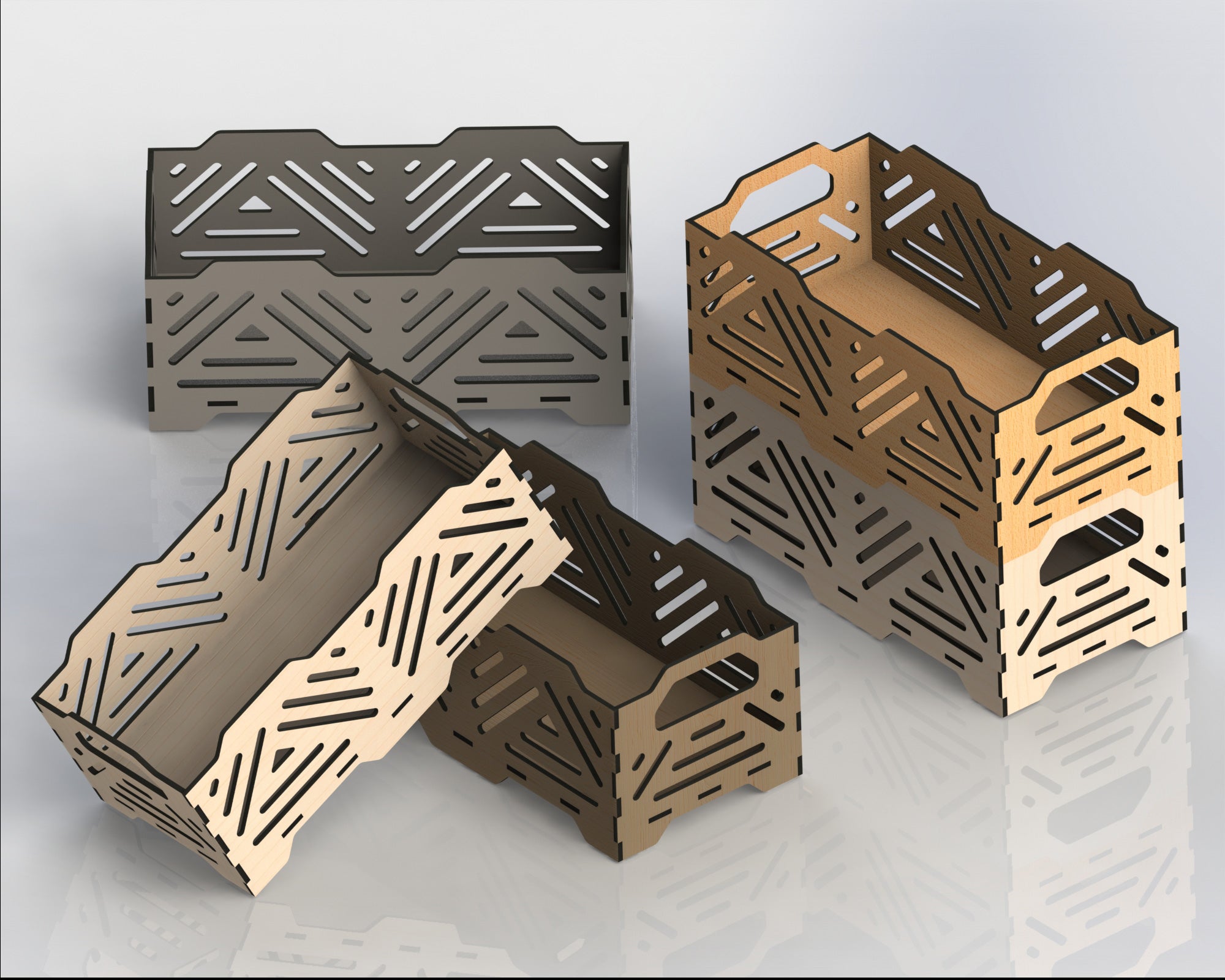 Stackable Crates Boxes SVG File Bundle – Laser Cut File Archive