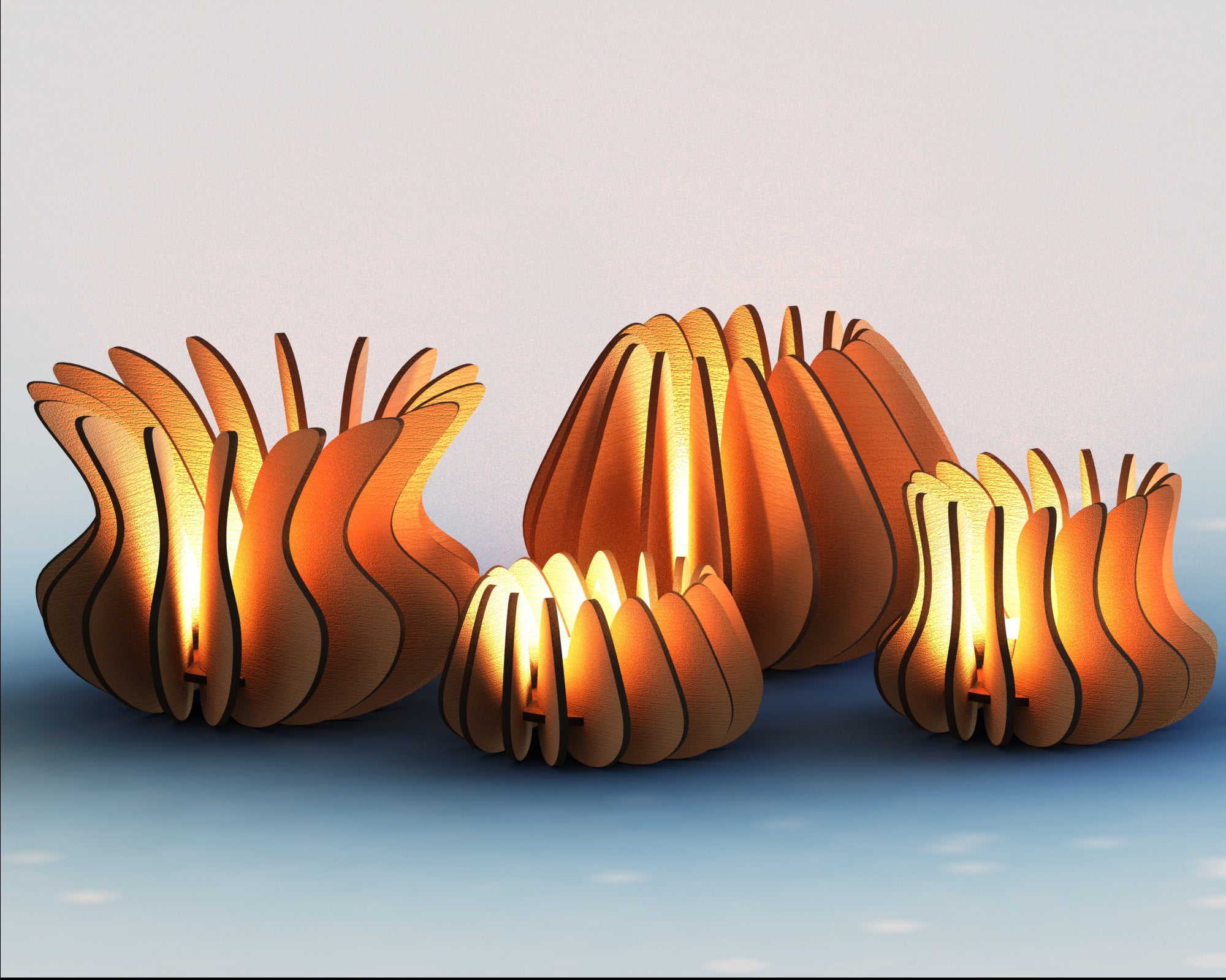 Tealight Holder 4 Different Tea Light Holder Bundle Laser Cut Files Di ...