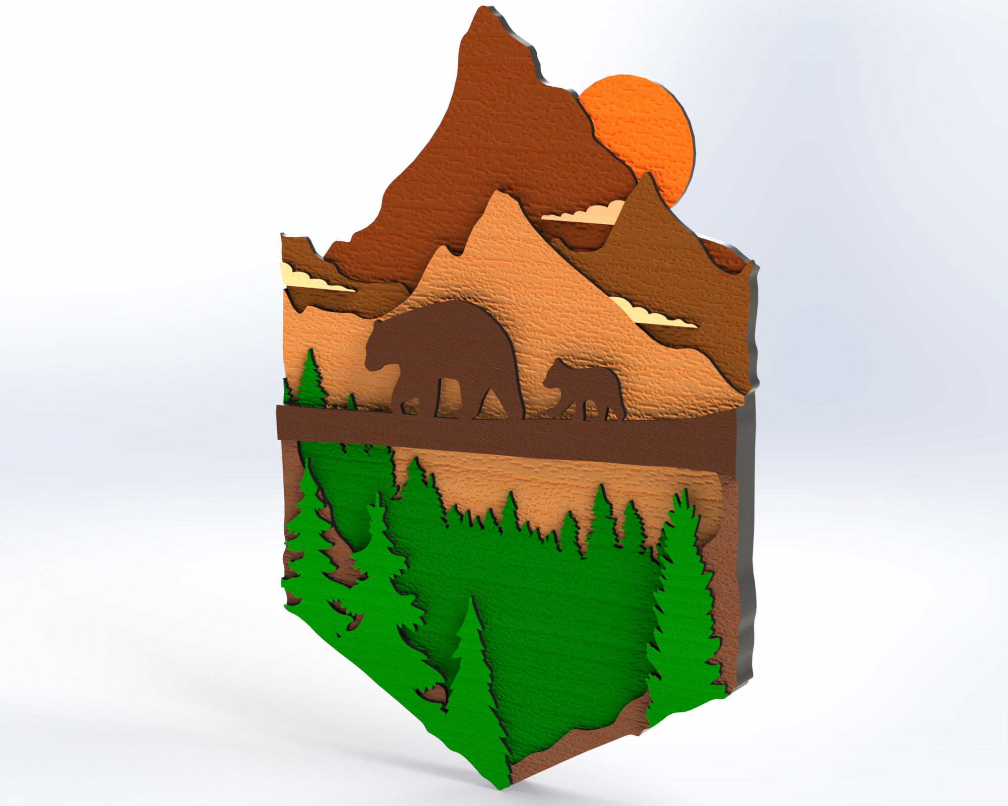 Wall Art SVG 3D Bear Digital Download Forest View Laser File Glowforge ...