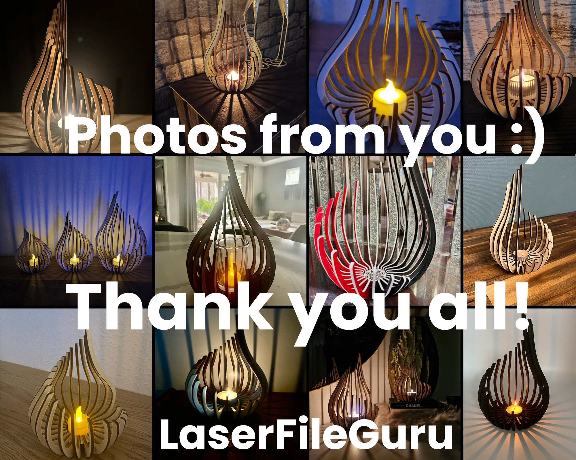 Laser Tealight Holder Bundle Laser Pack SVG Candle Holder Package Lase ...